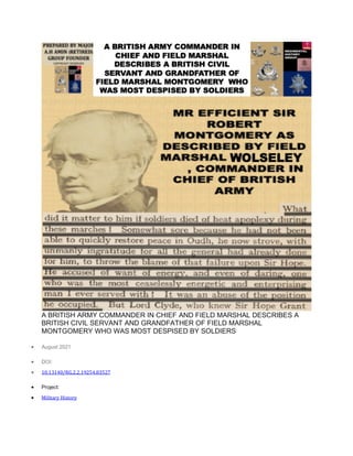 A BRITISH ARMY COMMANDER IN CHIEF AND FIELD MARSHAL DESCRIBES A BRITISH ...