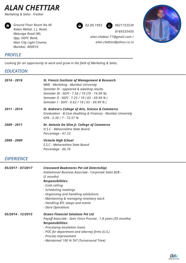 Alan chettiar new cv | PDF | Business Administration | Business