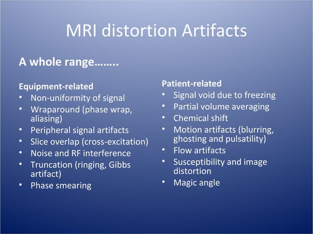 Distortion Artifacts in MRI and their correction | PPT | Digital Audio ...