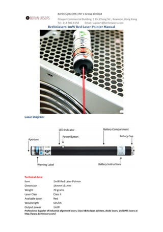 Berlinlasers 1mW 635nm red laser pointer manual | PDF