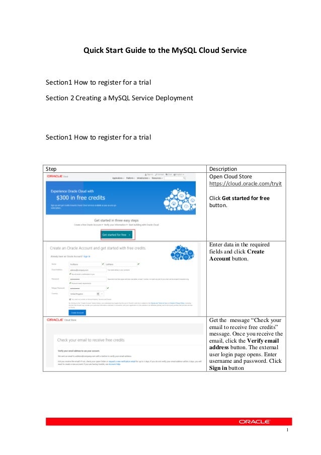 1 Mysql Cloud Trial Quick Start Guide
