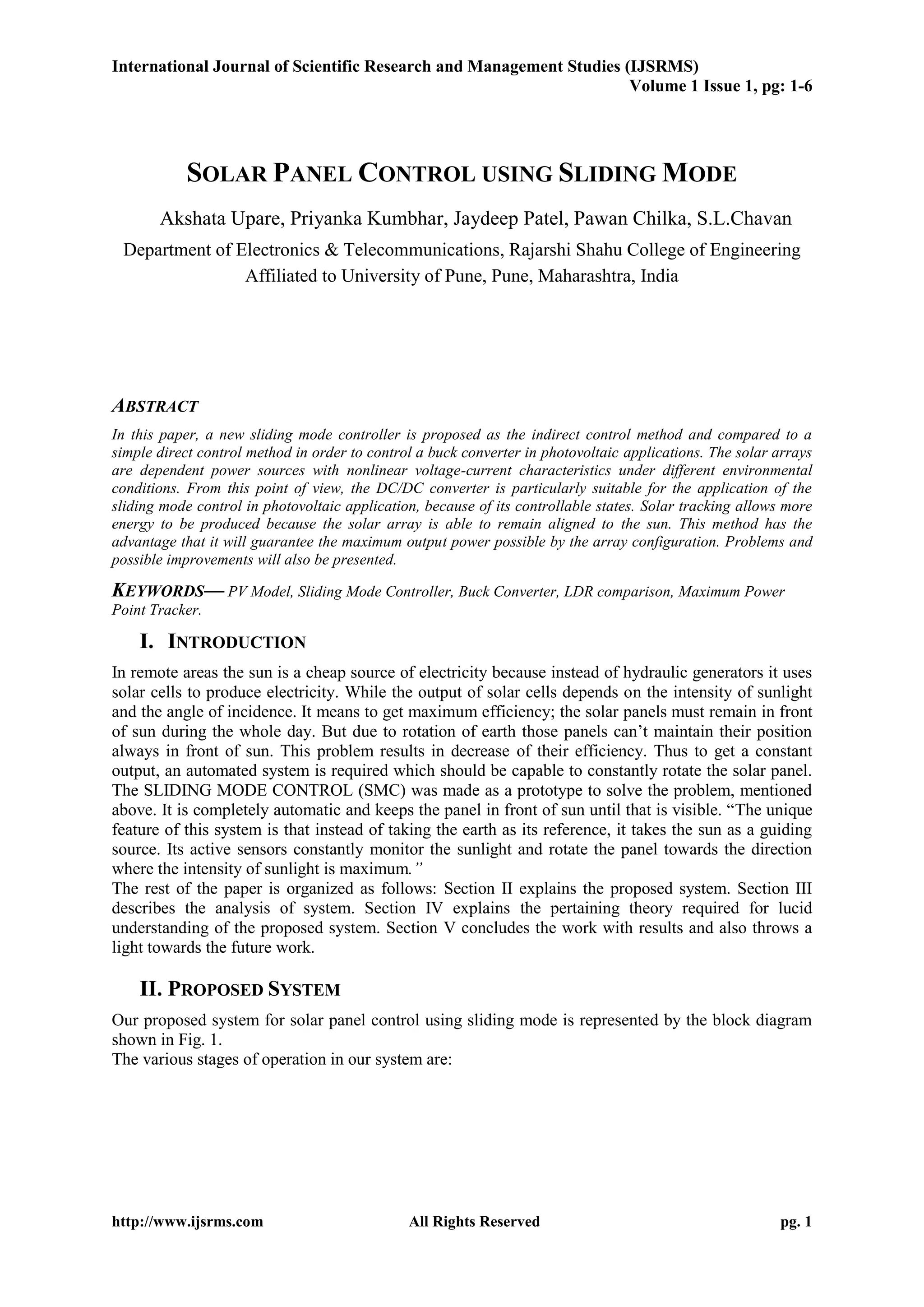 SOLAR PANEL CONTROL USING SLIDING MODE | PDF