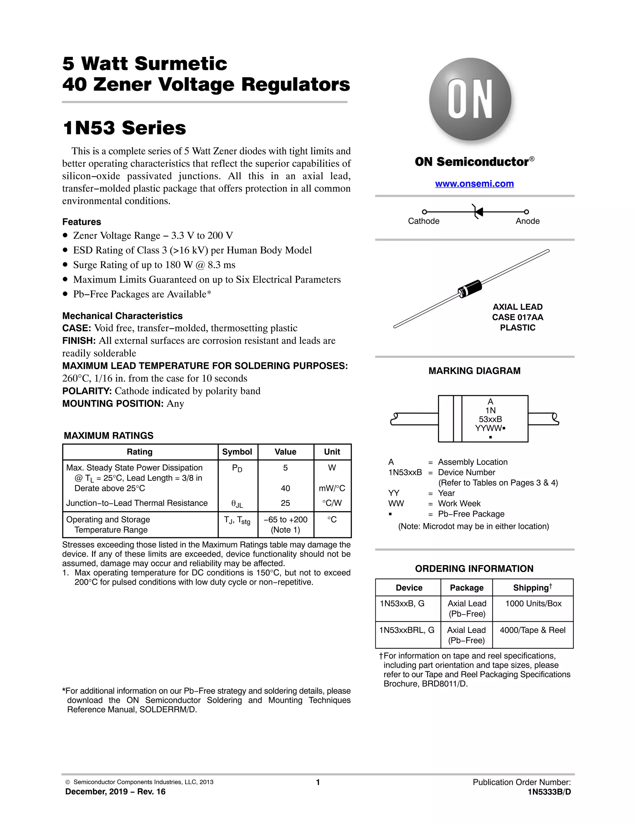 Original Zener Diode 1N5366B 5366B 5366 5W 39V New | PDF