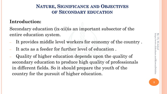 Nature, Significance and Objectives of Secondary Education | PDF ...