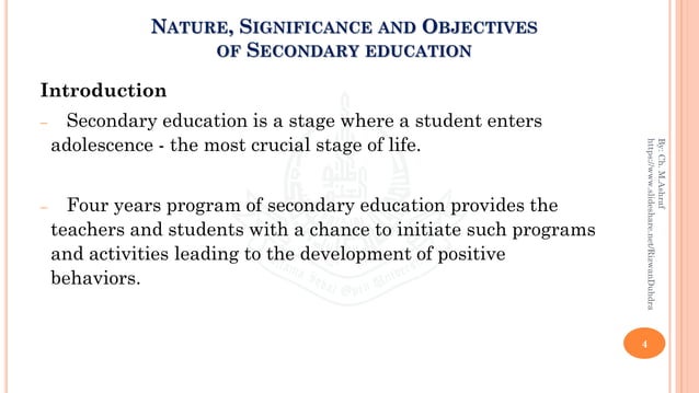 Nature, Significance and Objectives of Secondary Education | PDF ...