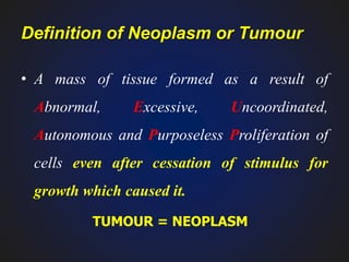 neoplasia introduction, nomenclature, classification of tumours | PPTX