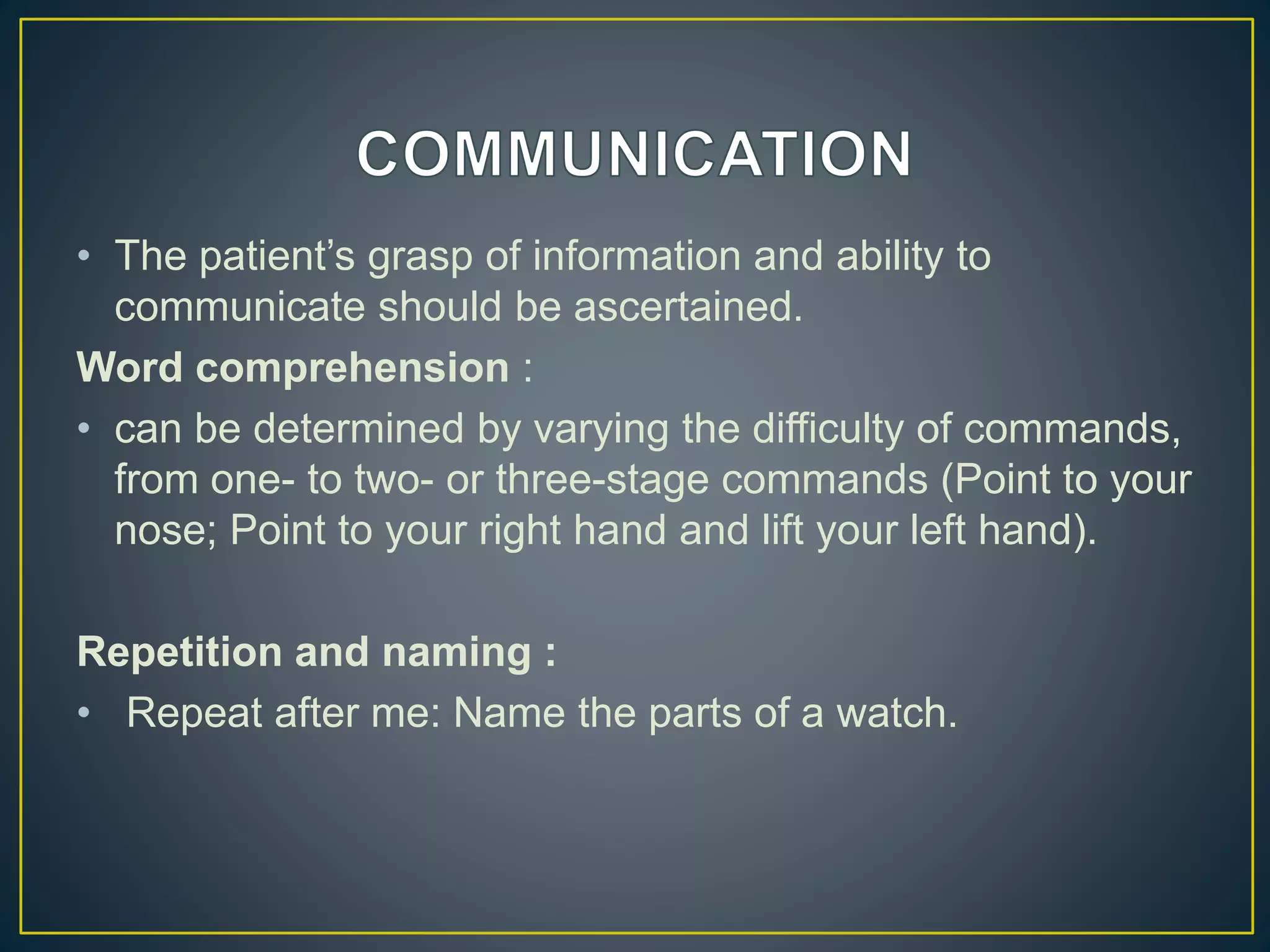 HIGHER MENTAL FUNCTIONS ASSESSMENT | PPTX