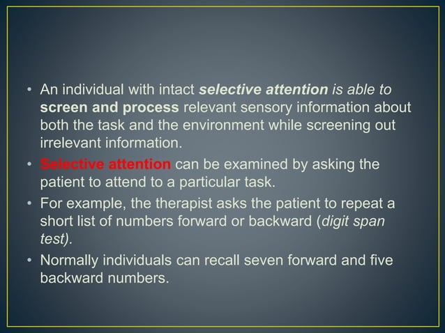 HIGHER MENTAL FUNCTIONS ASSESSMENT | PPTX | Brain and Nervous System Disorders | Diseases and ...