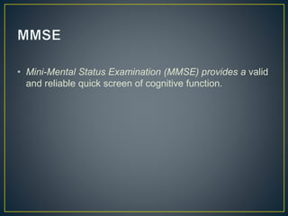 HIGHER MENTAL FUNCTIONS ASSESSMENT | PPTX
