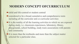 Modern Trends in Curriculum Design, Construction and Development. M.Ed ...