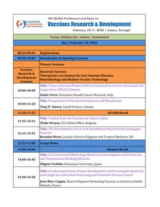Vaccines 2020 congress tentative program | PDF