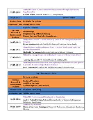 Vaccines 2020 congress tentative program | PDF