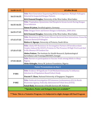 Vaccines 2020 congress tentative program | PDF