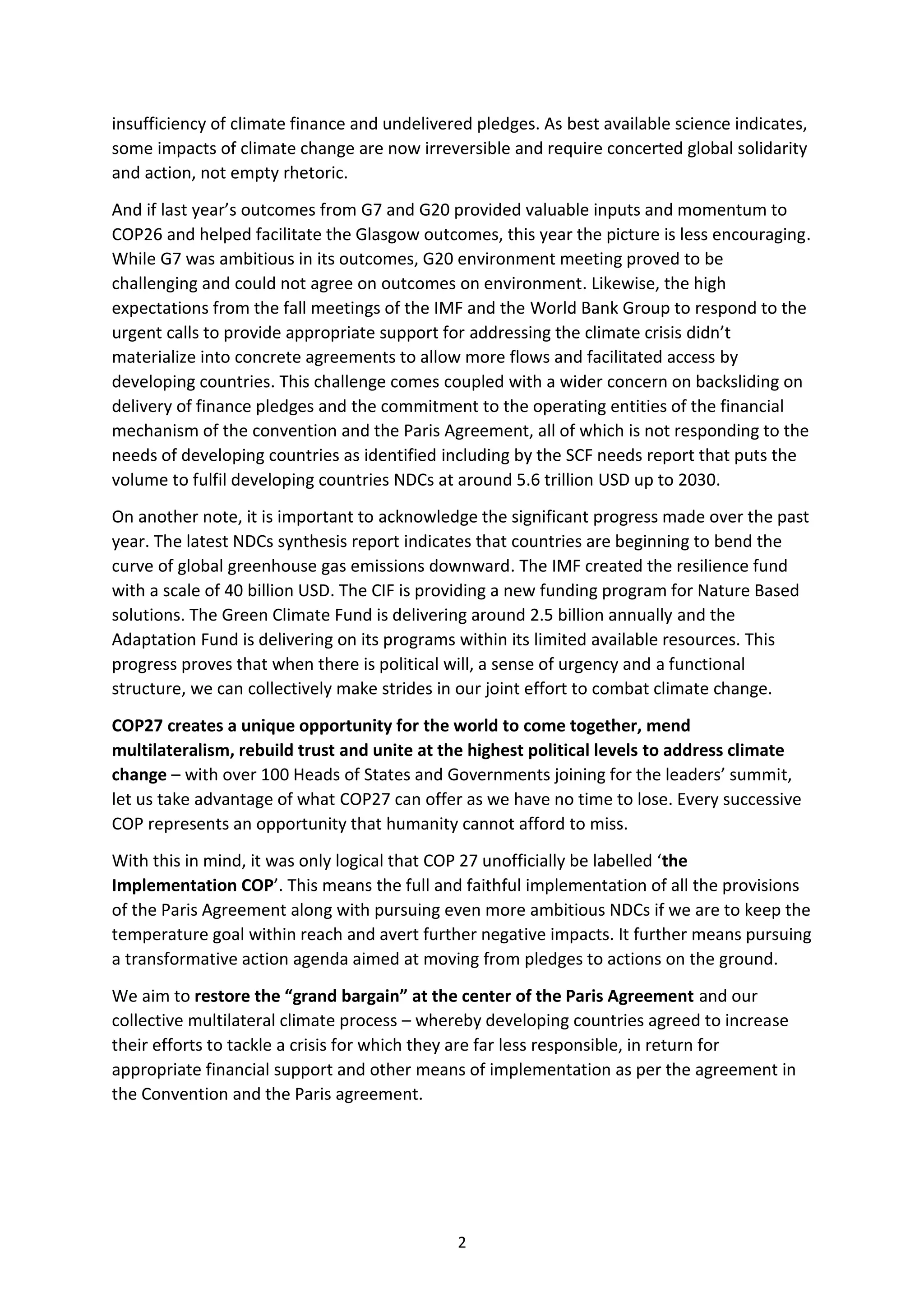 COP27 Incoming President Letter | PDF