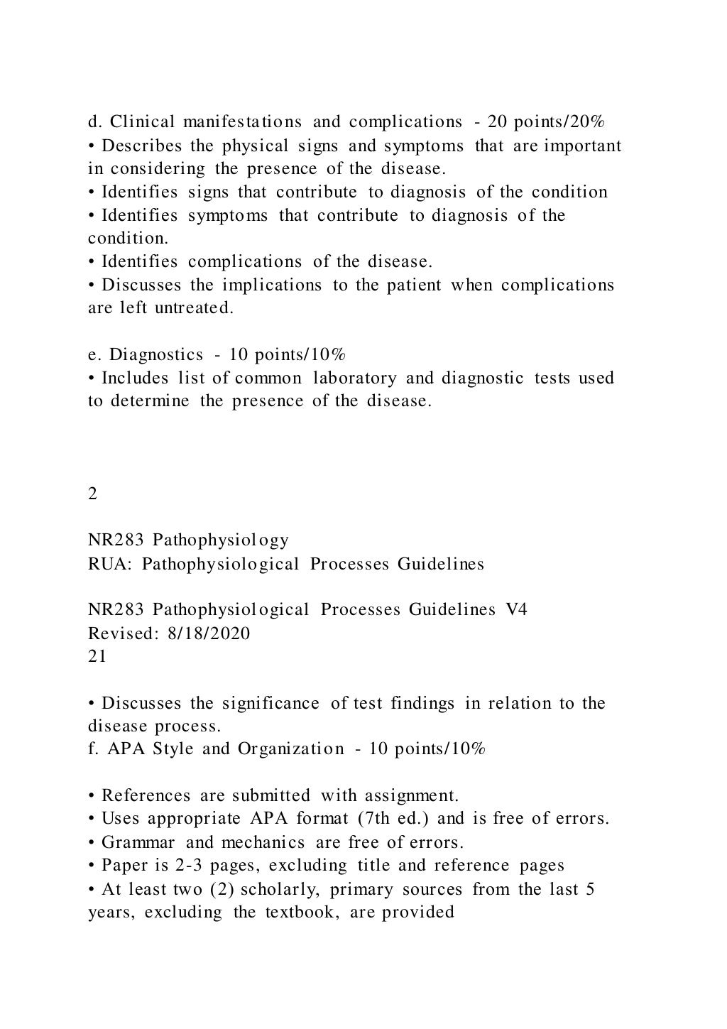 1 NR283 Pathophysiology RUA Pathophysiological Processe | DOCX