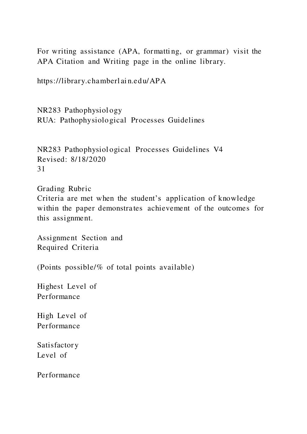 1 NR283 Pathophysiology RUA Pathophysiological Processe | DOCX