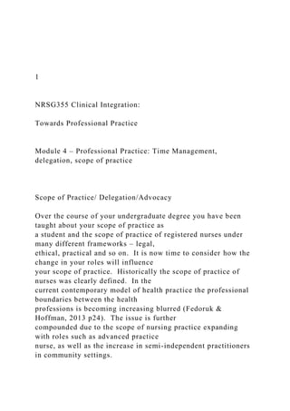 1 NRSG355 Clinical Integration Towards Profession.docx