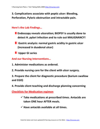 5 Nursing Care Plans and Test Taking Skills | PDF