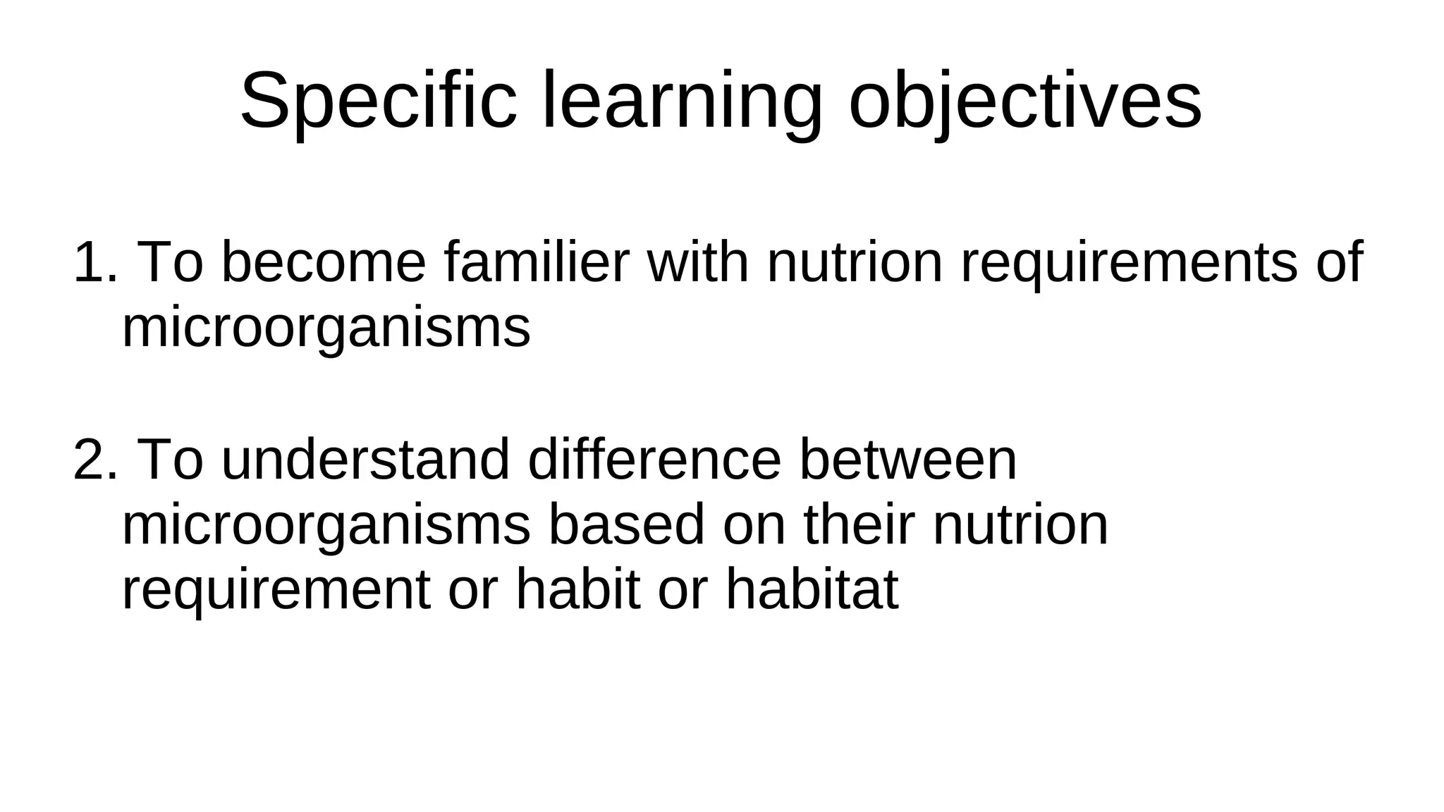 Nutritional classification of microorganisms | PDF