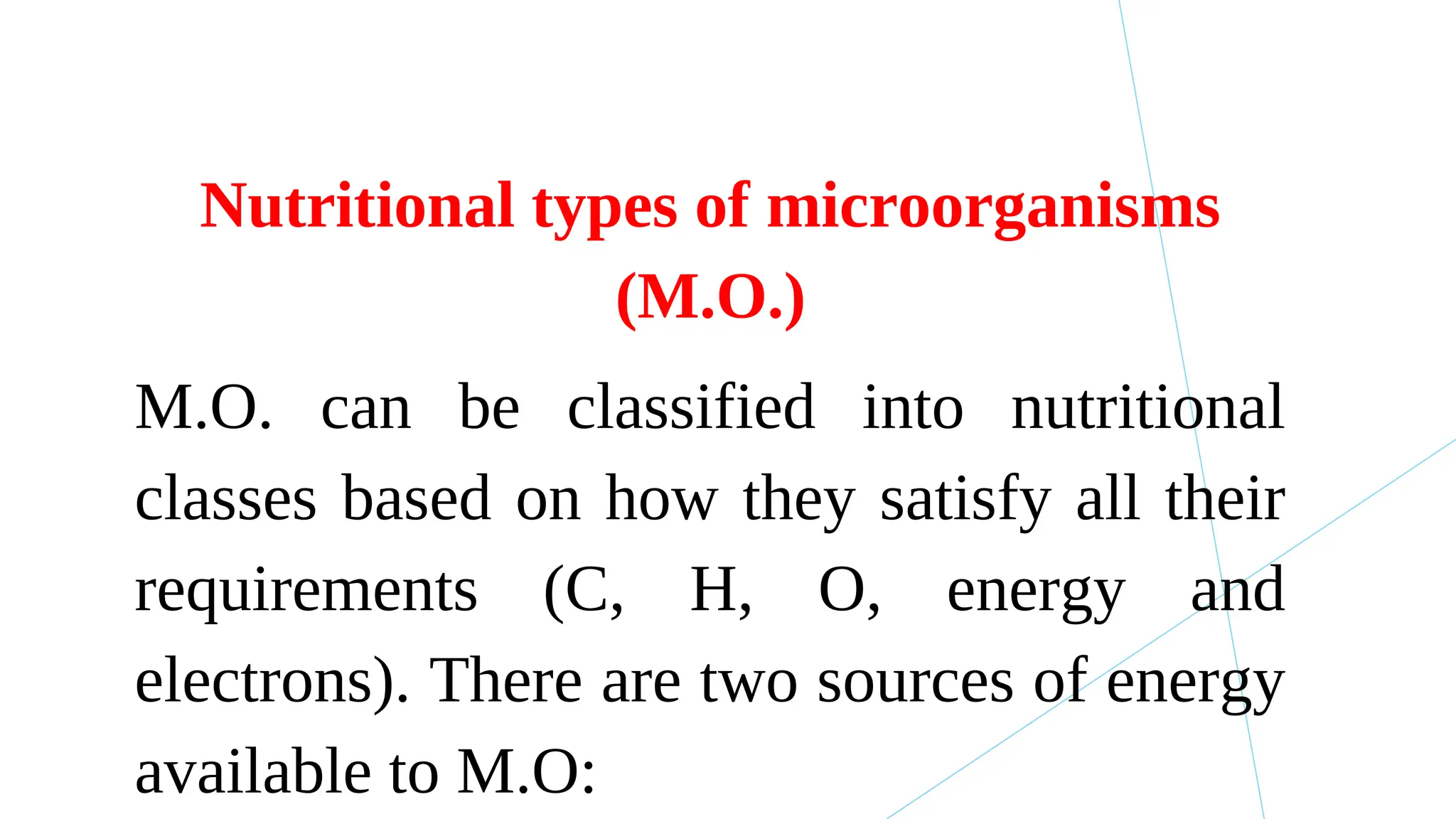 Nutritional classification of microorganisms | PDF