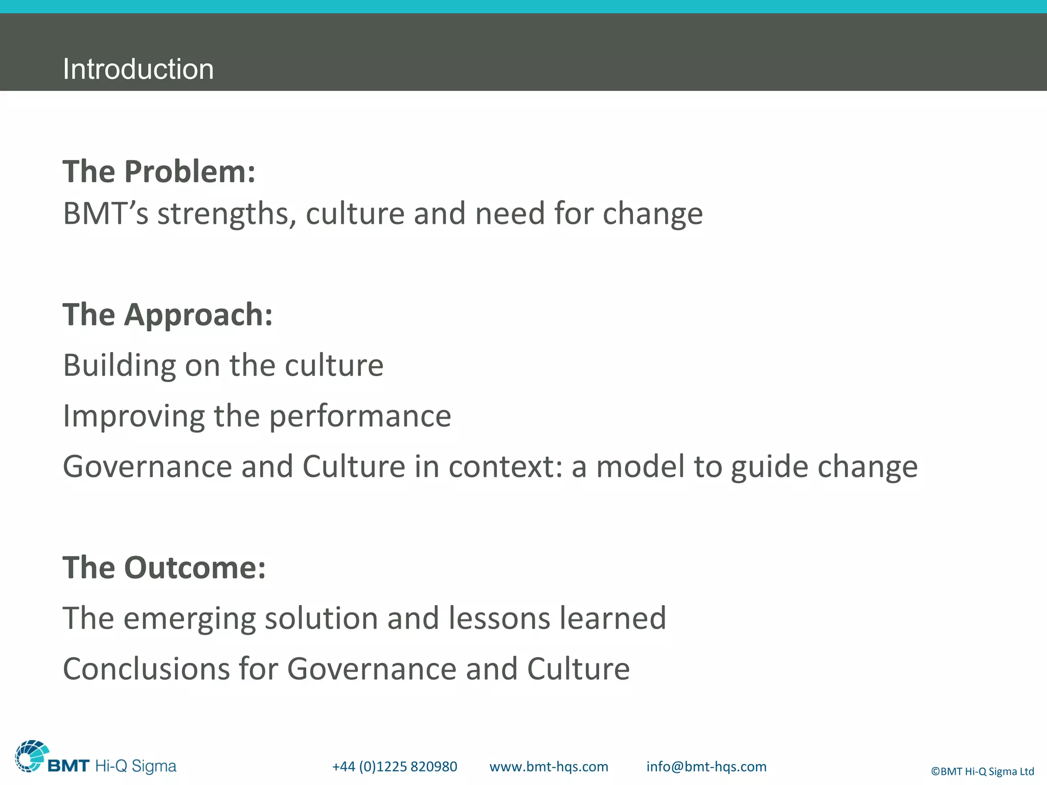 Successful change - good culture and governance matter Conference ...