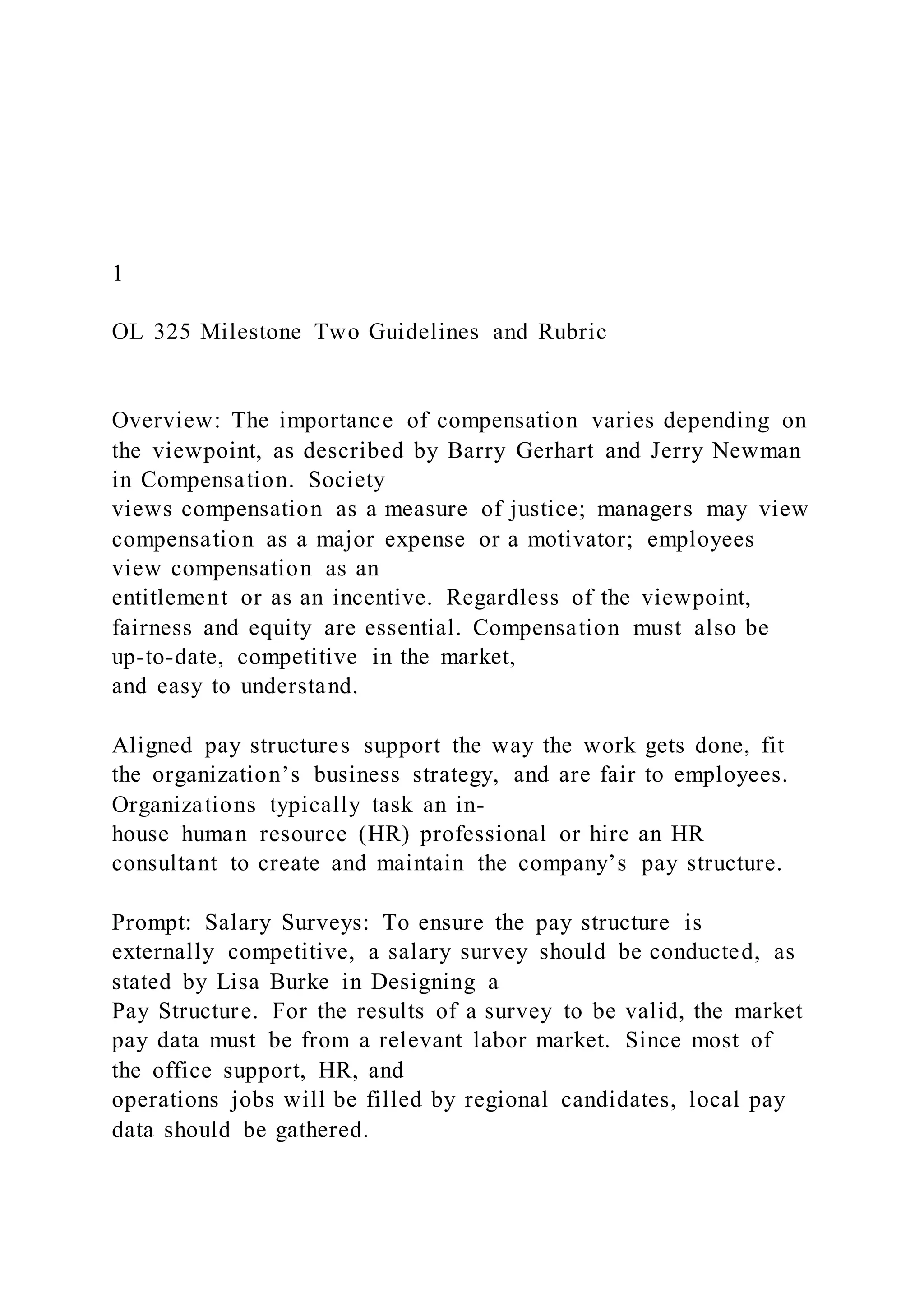 1 OL 325 Milestone Two Guidelines and Rubric Over | PDF