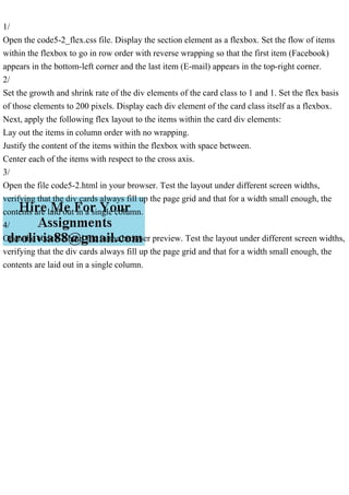 1Open the code5-2_flex.css file. Display the section element as a.pdf ...
