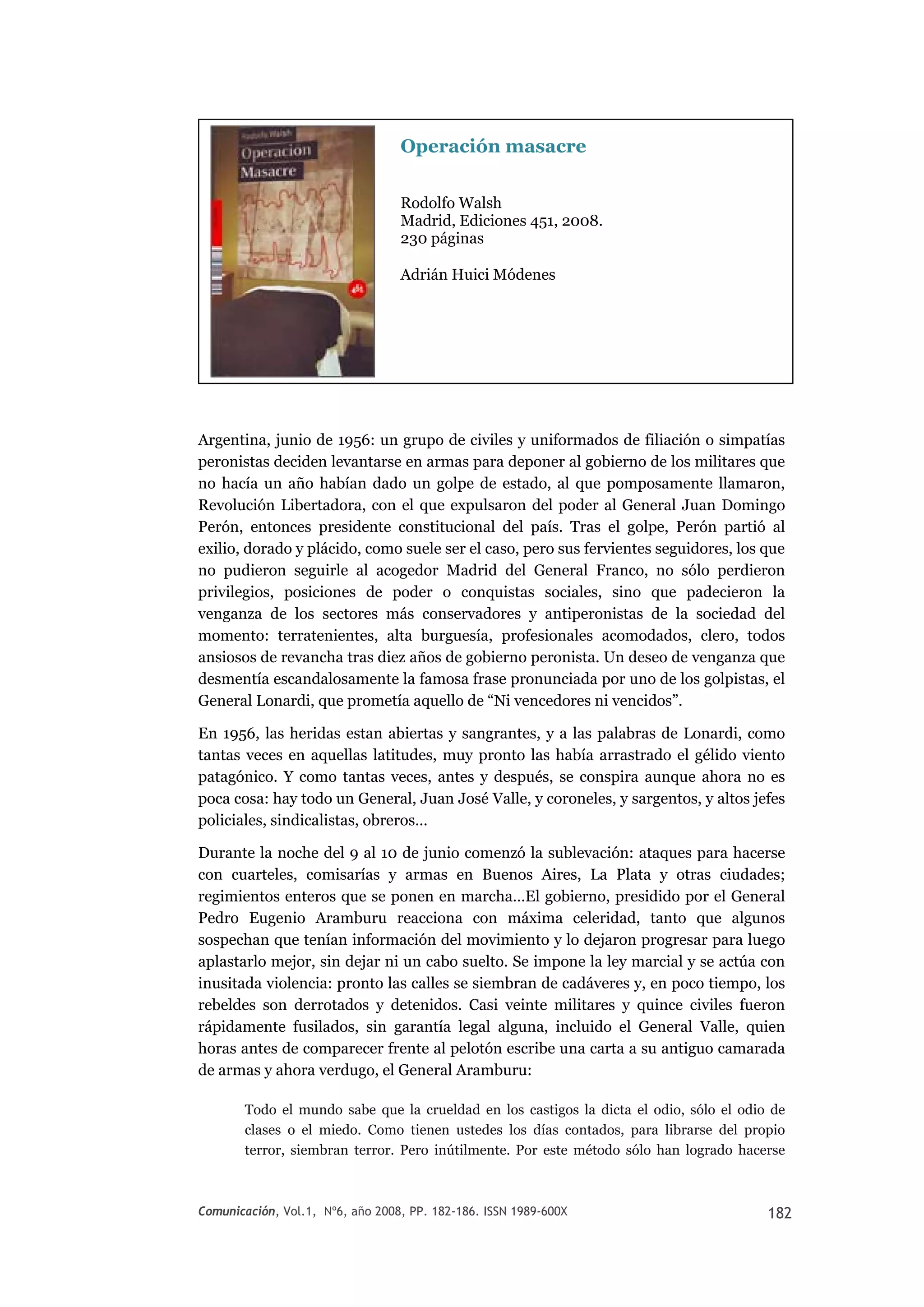 Operacion Masacre de Rodolfo Walsh | PDF