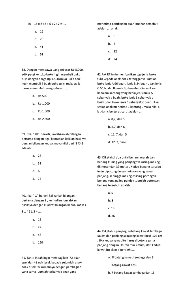 1 operasi bilangan bulat | PDF