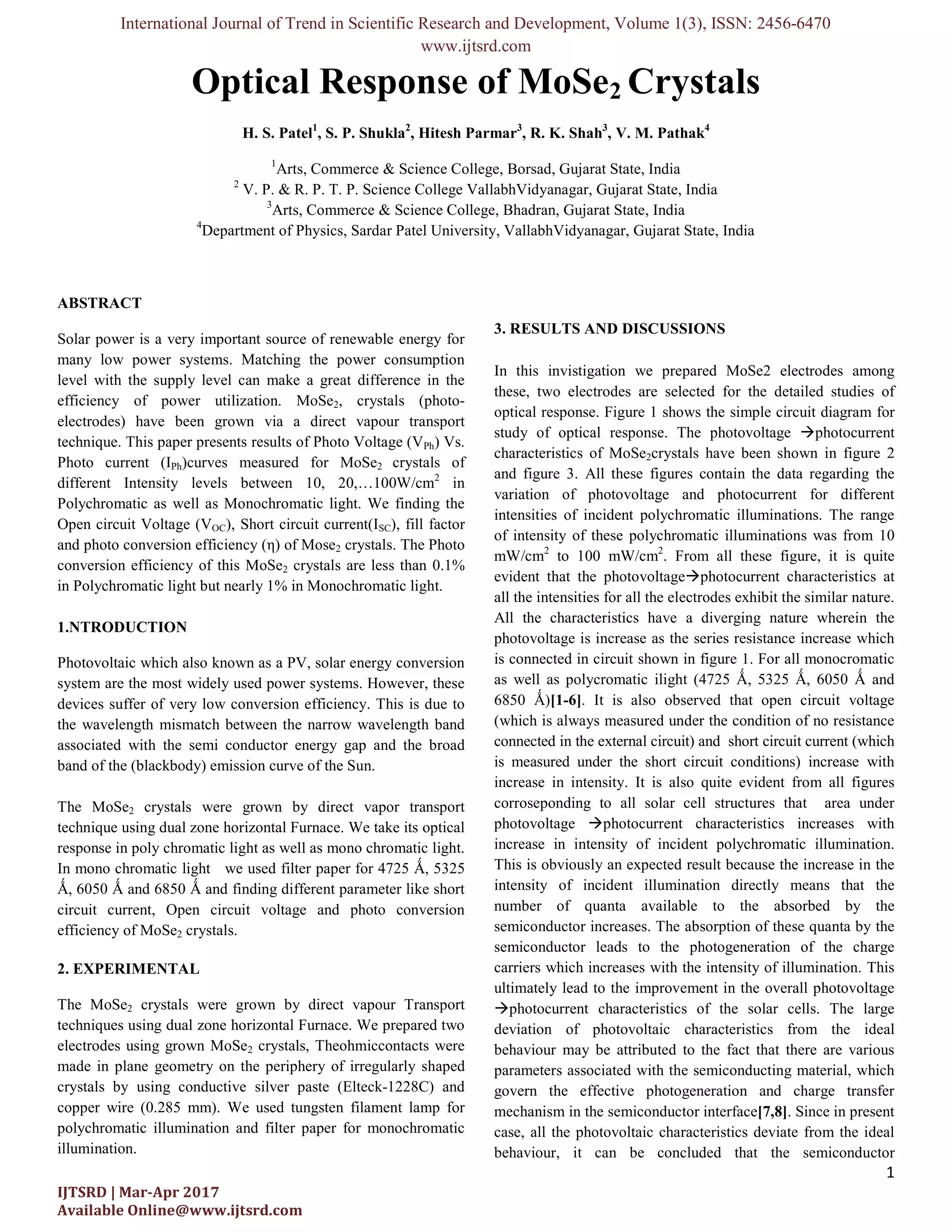 Optical Response of MoSe2 Crystals | PDF
