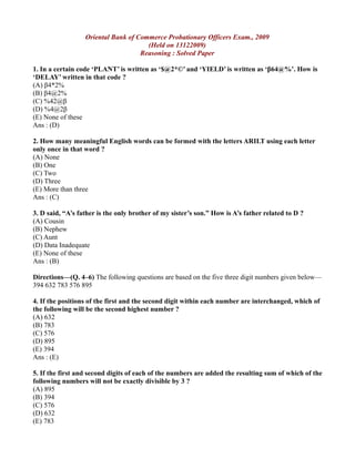 1 oriental bank-of-commerce-probationary-officers-exam.,-2009 | PDF