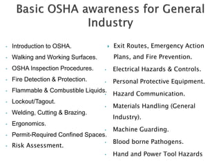Basic OSHA Awareness For General Industry | PDF