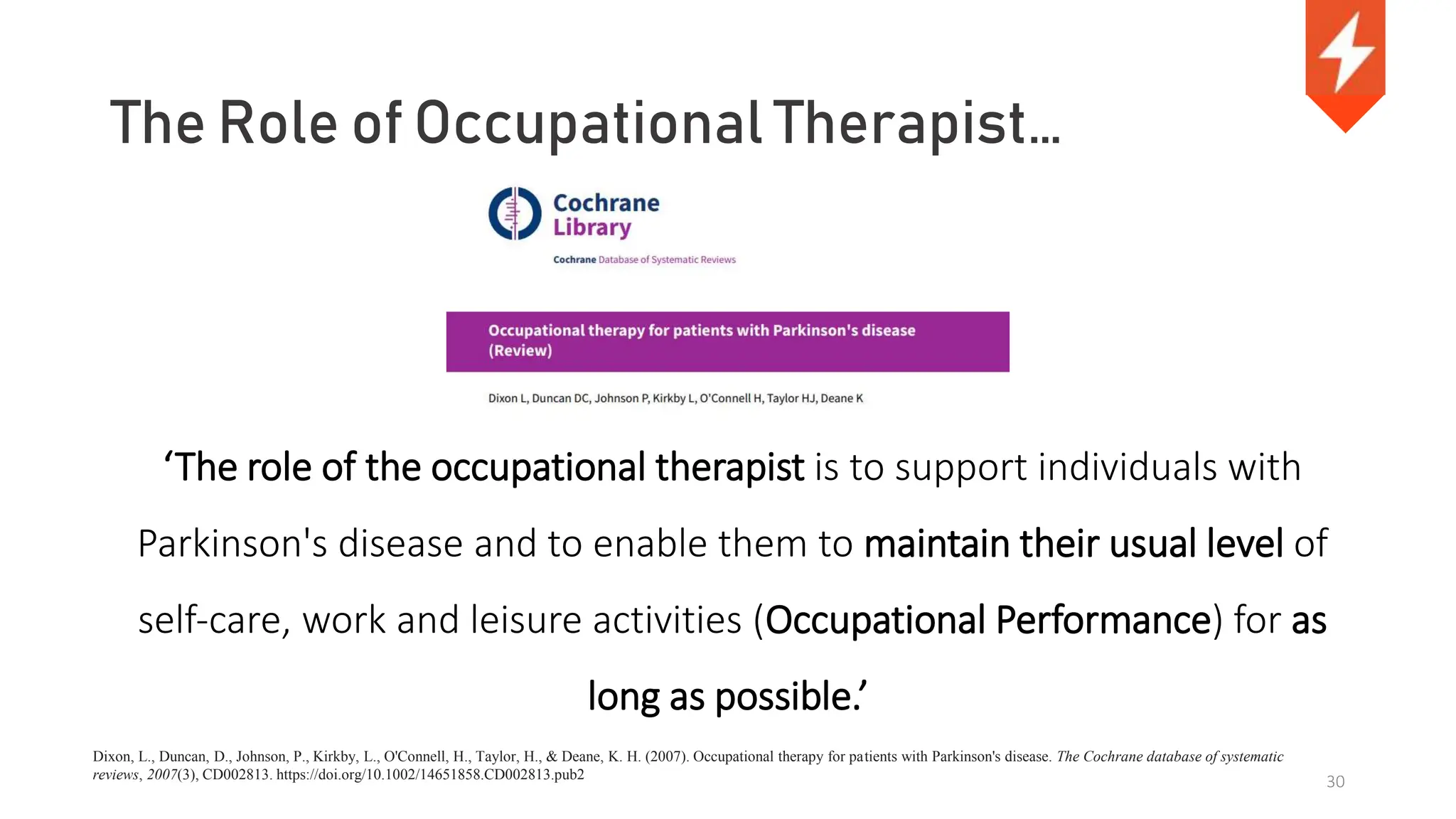 Occupational Therapy Management for Parkinson's Disease - Webinar 2024 | PPTX