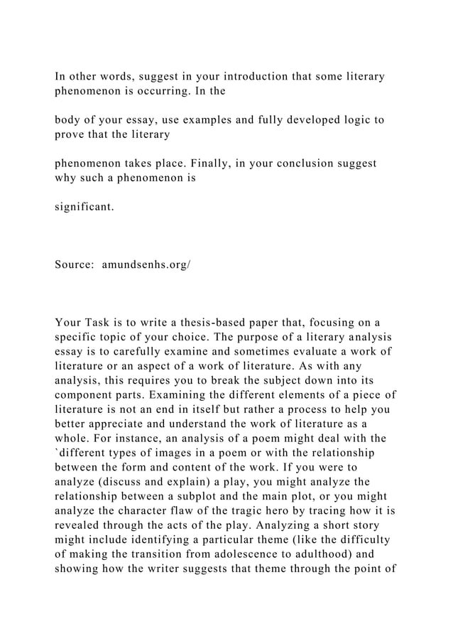 1 Outline Structure for Literary Analysis Essay I. .docx