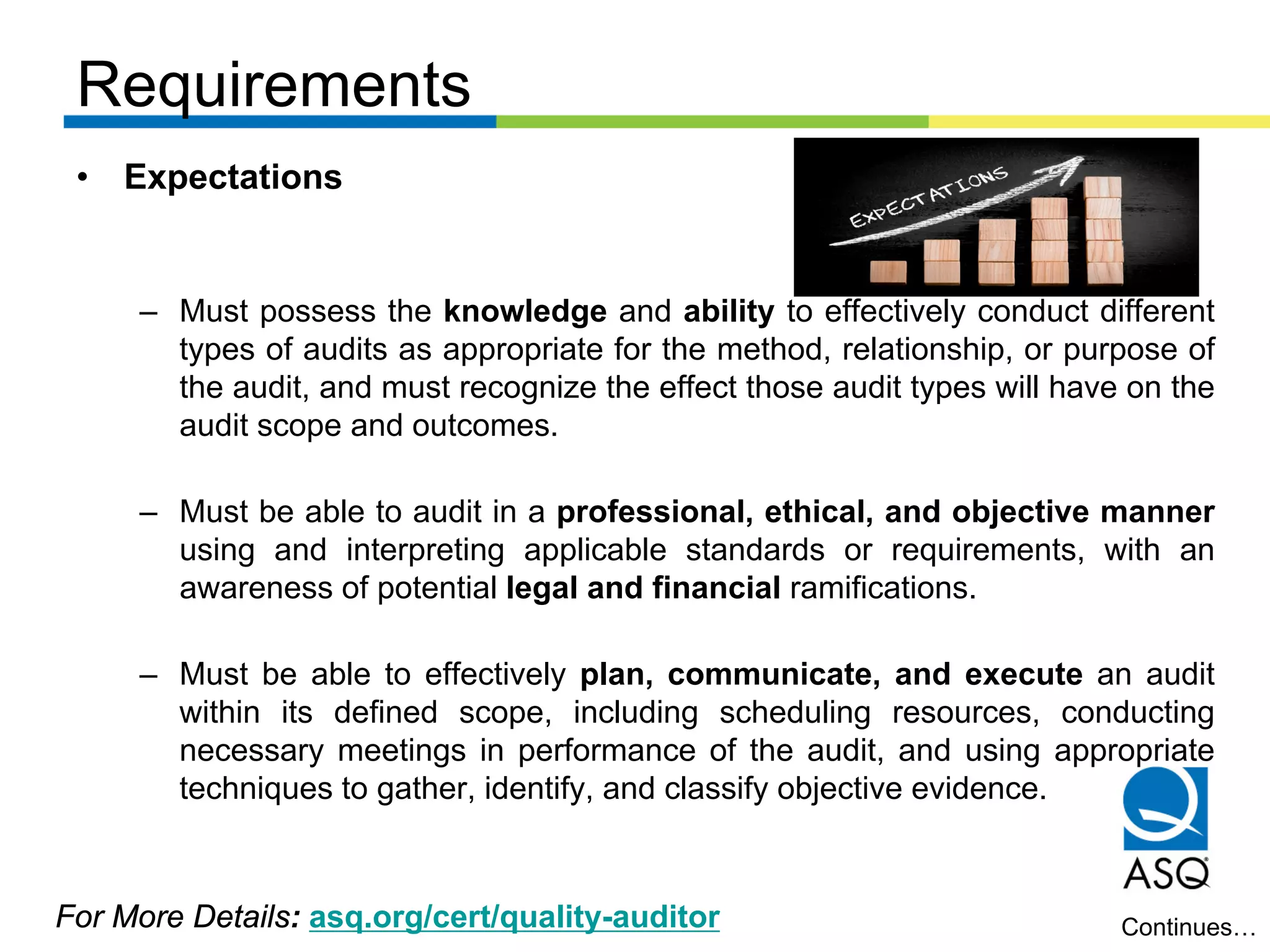 Overview of ASQ Certified Quality Auditor (CQA) | PDF