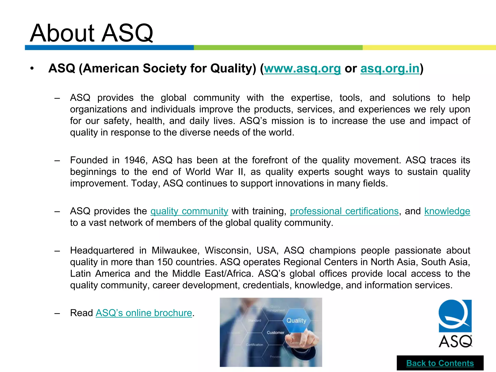 Overview of ASQ Certified Quality Auditor (CQA) | PDF