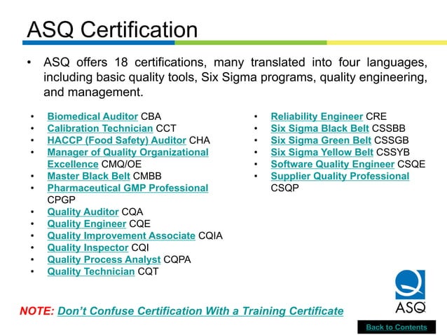 Overview of ASQ Certified Quality Auditor (CQA) | PDF | Business ...