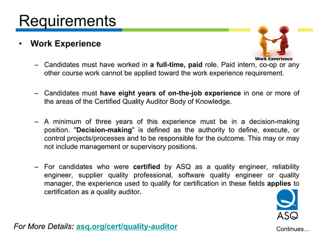 Overview of ASQ Certified Quality Auditor (CQA) | PDF | Business ...