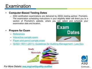 Overview of ASQ Certified Quality Auditor (CQA) | PDF