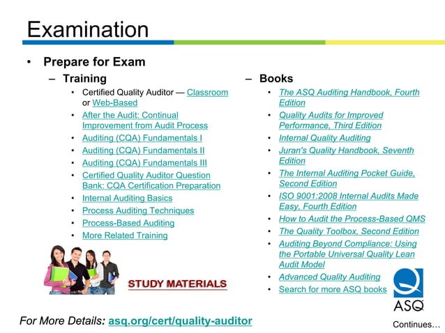 Overview of ASQ Certified Quality Auditor (CQA) | PDF | Business ...