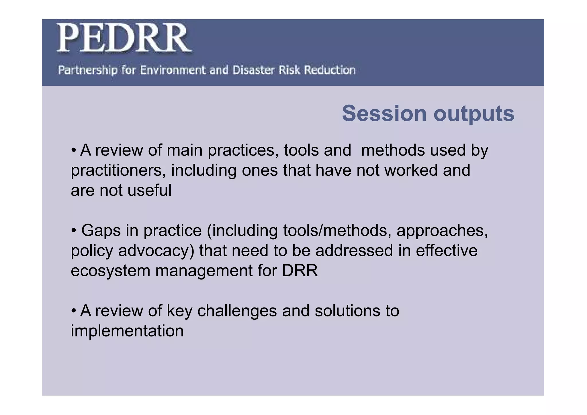 1 overview presentation pedrr workshop session 3 | PDF
