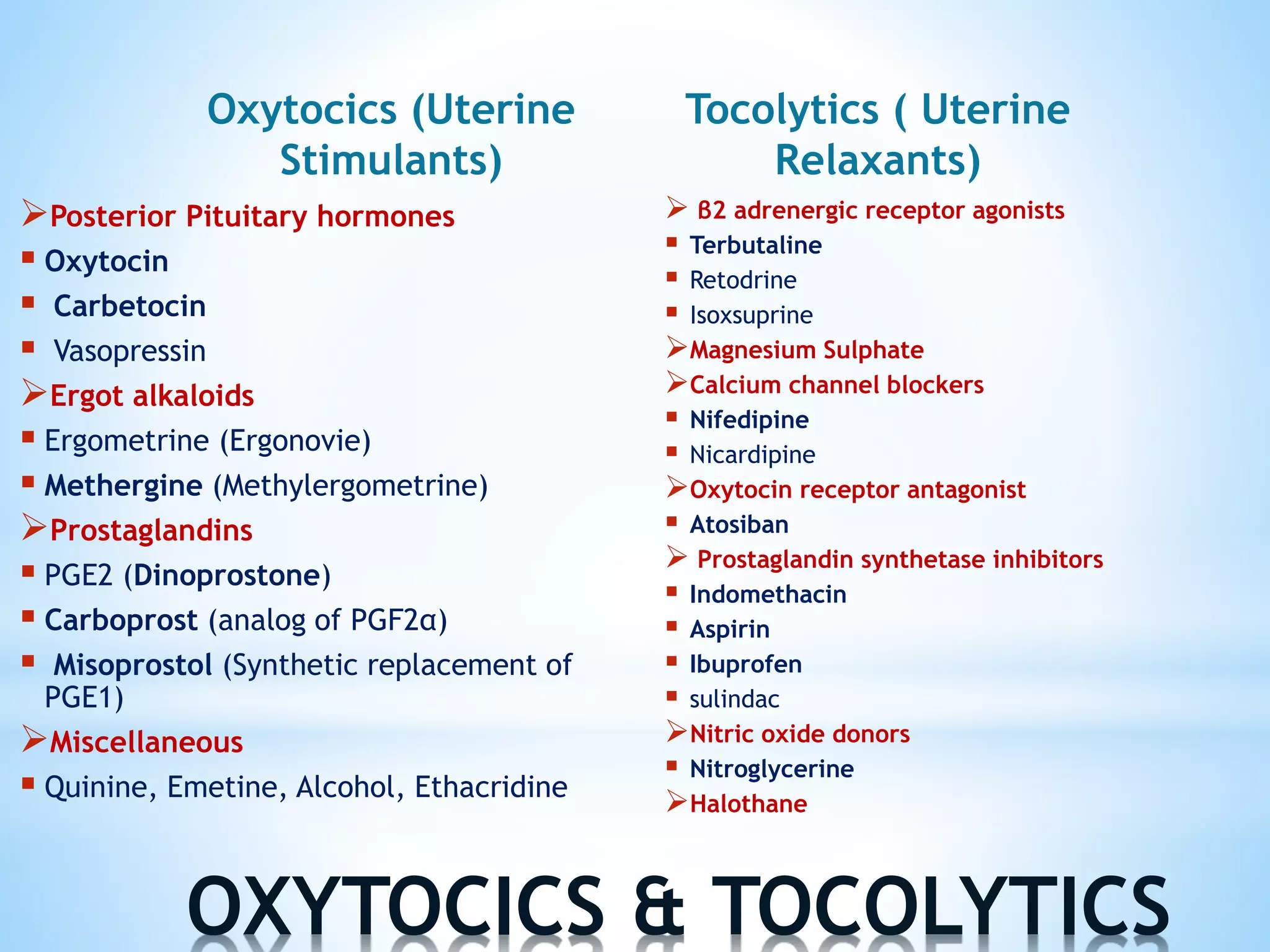 oxytocics & tocolytics | PPTX