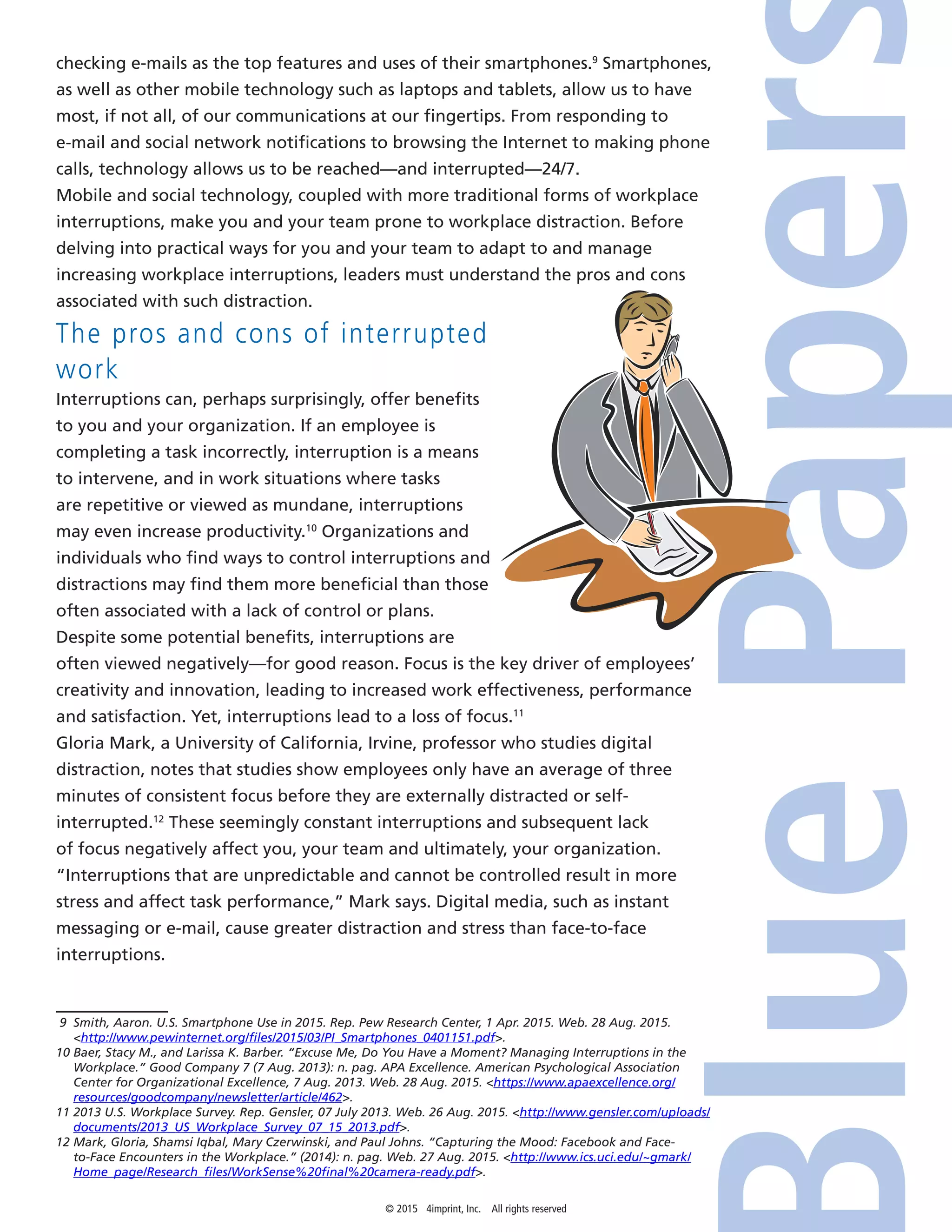 Workplace Interruptions Blue Paper | PDF