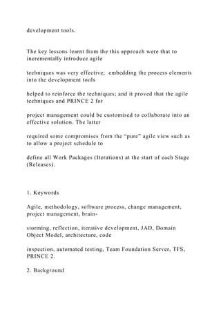 1 P a g e Going Agile – A Case Study Dwayne .docx | Web Development | Internet