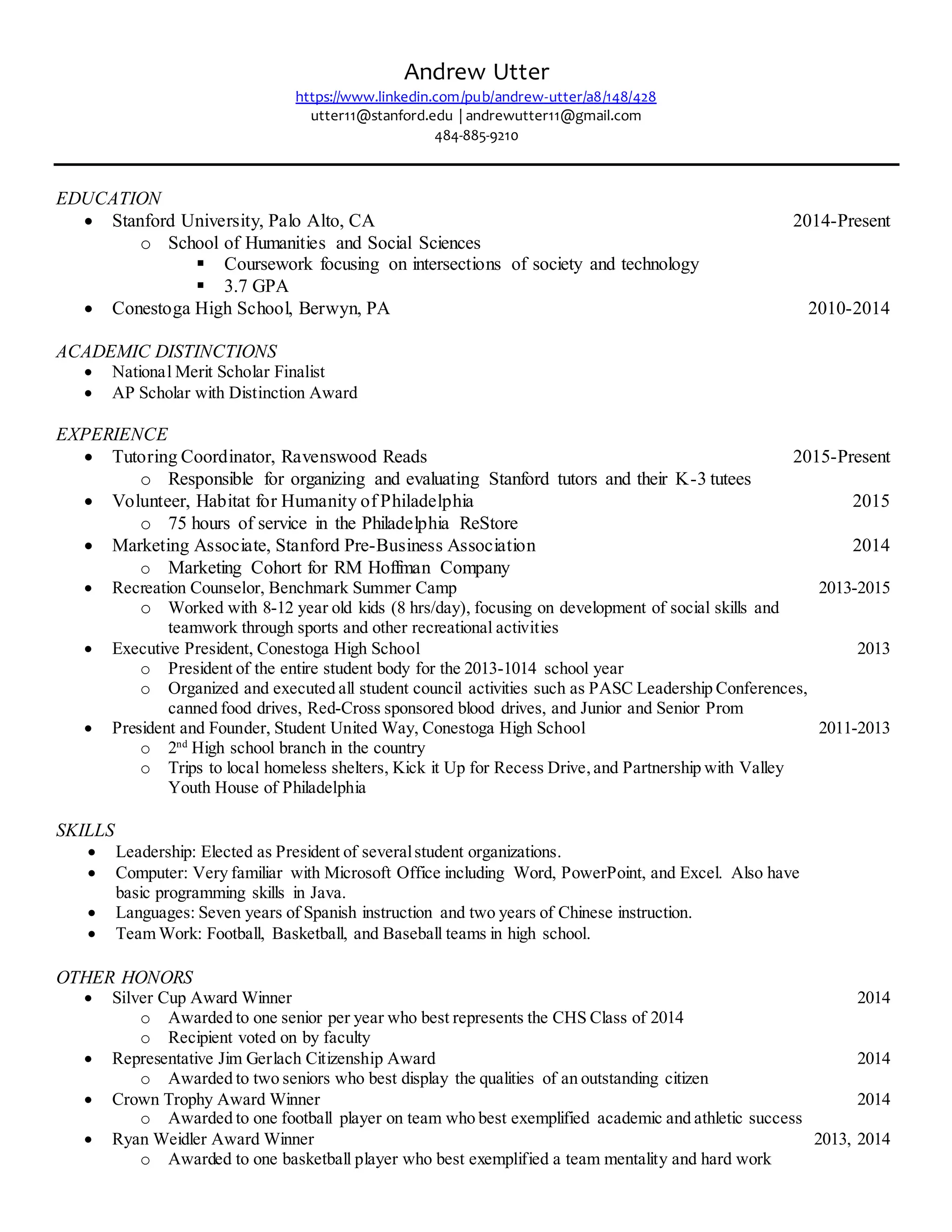 Andrew Utter Resume | DOCX