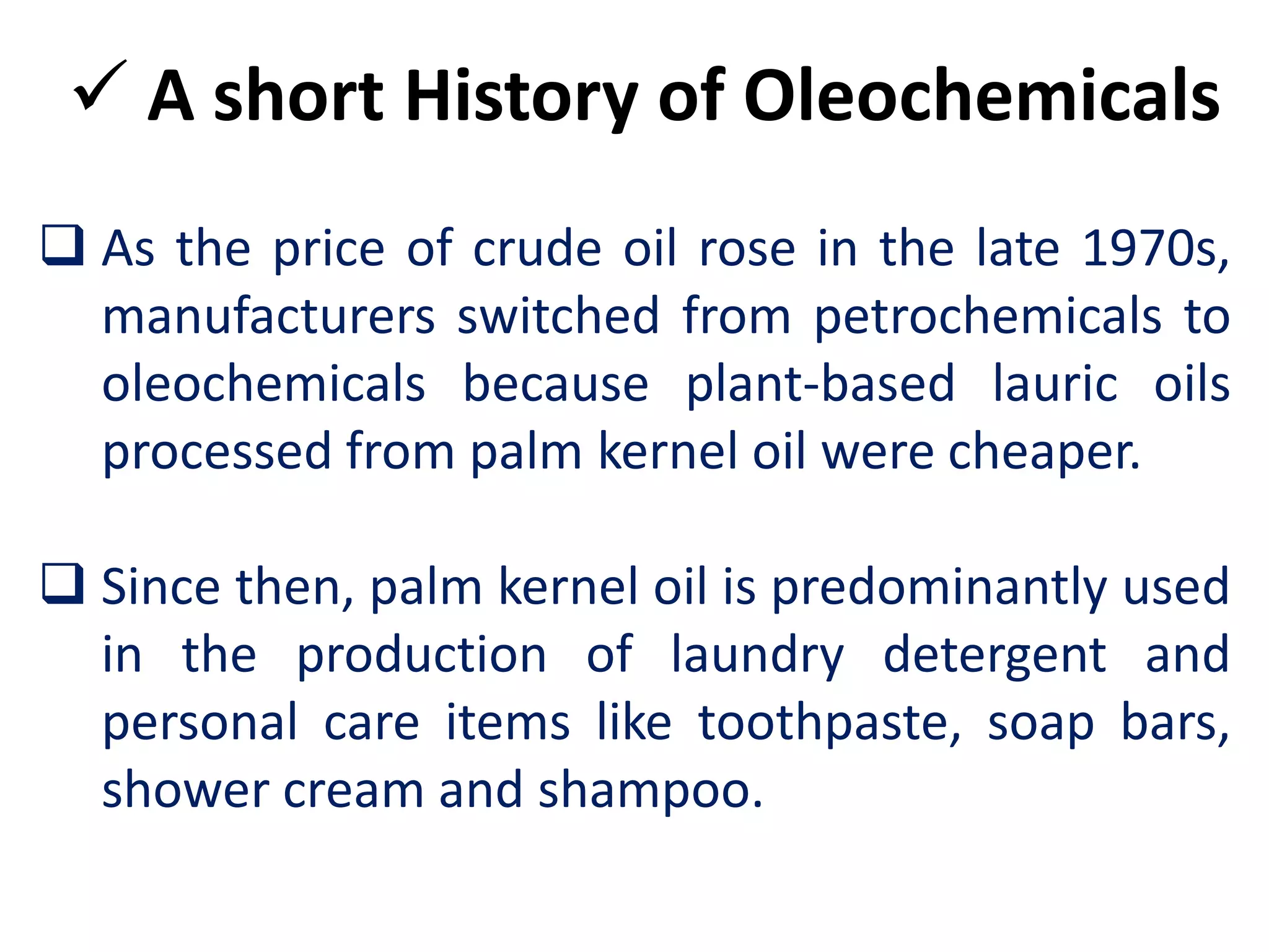 Palm Based Oleochemicals: An Overview | PDF