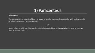 1) paracentesis 2) milk tests for mastitis | PPTX