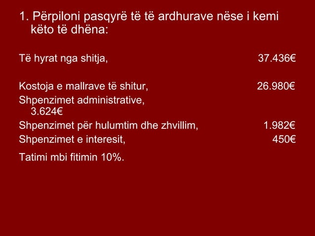1 pasqyra e te ardhurave | PPT