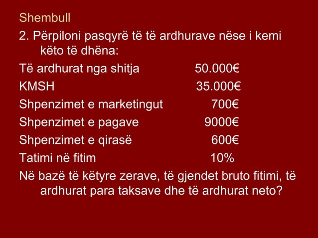 1 pasqyra e te ardhurave | PPT