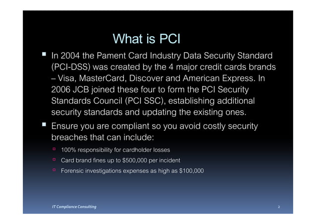 1. PCI Compliance Overview | PDF | Credit Cards | Personal Debt